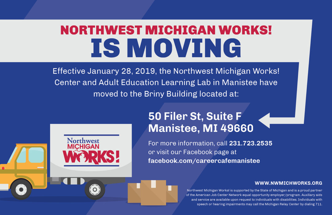 Northwest Michigan Works! is moving - Manistee Area Public Schools